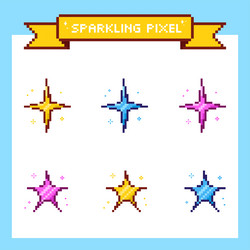 Colorful sparkling pixel art 8bit style Royalty Free Vector
