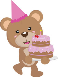 Happy birthday bear 2 copy Royalty Free Vector Image