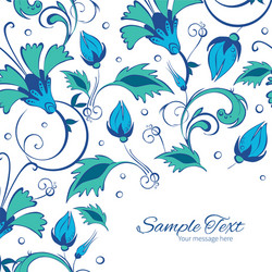 Blue textile peony flowers frame corner pattern Vector Image