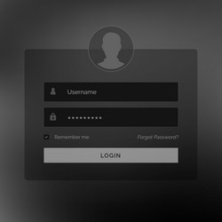 Dark blue ui theme for login form Royalty Free Vector Image