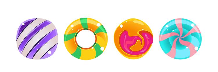 Fantasy sweets and confection elements for game ui
