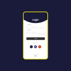 Mockup screen with login form Royalty Free Vector Image