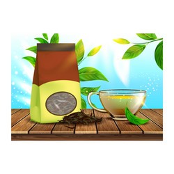 Green tea creative promo advertising poster Vector Image