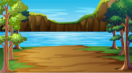 Cartoon Lake Scene