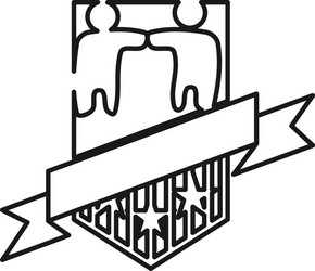 Shield ribbon star commitment teamwork together Vector Image