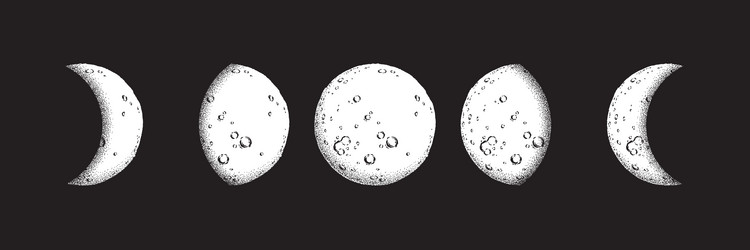 Antique style line art and dot work full moon Vector Image