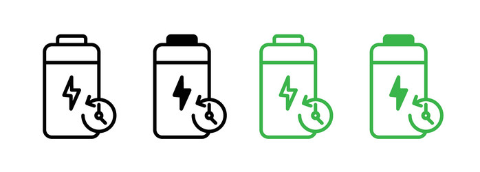 Battery time icon set mobile charging Royalty Free Vector