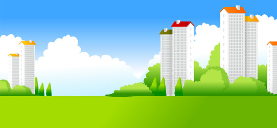 Landscape with buildings mountains Royalty Free Vector Image