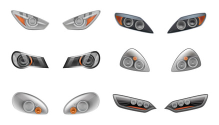 Car headlights realistic round bright cars Vector Image