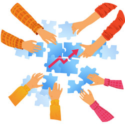 Concept teamwork banner different hand hold Vector Image