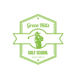 Golf school logo emblem with golfer Royalty Free Vector