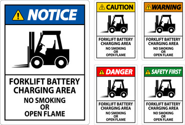 Warning sign forklift battery charging area Vector Image
