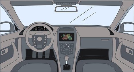 Inside car driver view with rudder dashboard Vector Image