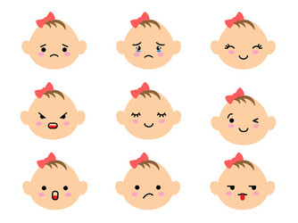 Set baby faces emoji with different mood Vector Image