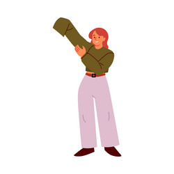 Girl put on or changing clothes Royalty Free Vector Image