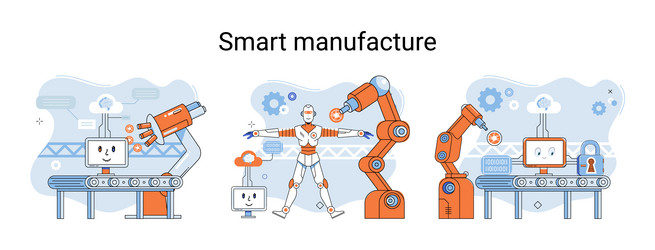 Smart manufacture metaphor with automated Vector Image