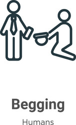 Poverty outline icon thin line black Royalty Free Vector