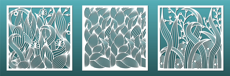 Laser cutting templates with floral pattern set Vector Image