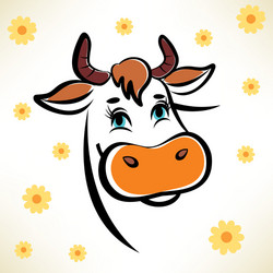 Cute and little cow head character Royalty Free Vector Image