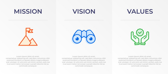 Mission vision and values infographic template Vector Image