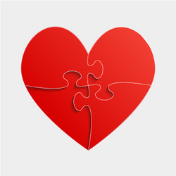 2 red piece puzzle heart valentines day love Vector Image