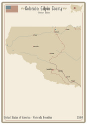 Map of gilpin county in colorado usa Royalty Free Vector