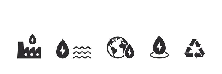 Water renewable energy icons ecology Royalty Free Vector