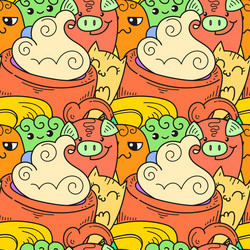 Doodle hand-drawn cartoon with smiles and taste Vector Image