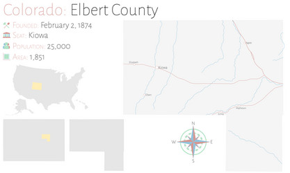 Map of elbert county in colorado Royalty Free Vector Image