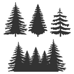 Vintage trees and forest silhouettes set Vector Image