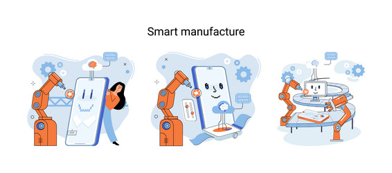 Smart manufacture concept with automated Vector Image