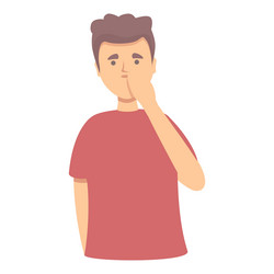 Deaf young boy icon cartoon mute person Royalty Free Vector