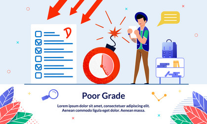 Zero test score bad school exam results grade Vector Image