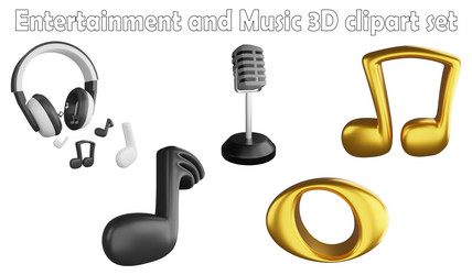 Music notes clipart element 3d render entertain Vector Image