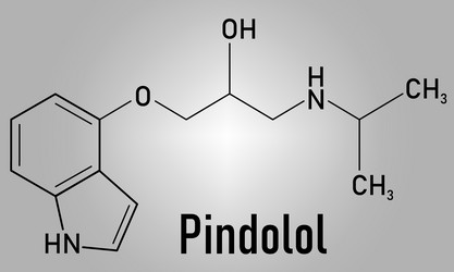 Pindolol beta blocker molecule skeletal formula Vector Image