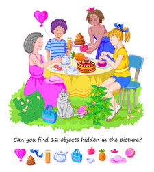 Can you find 12 objects hidden in the picture Vector Image