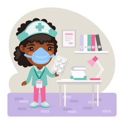 Female nurse in uniform holding file Royalty Free Vector