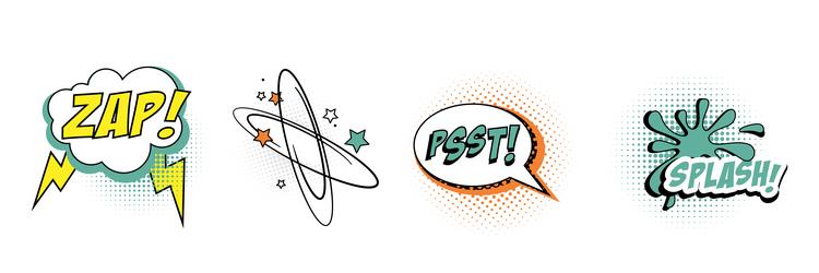 Comic sound effect in pop art style set Royalty Free Vector