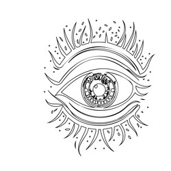 Evil eye sketch outline Royalty Free Vector Image