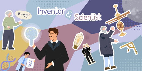 Inventor scientist personalities set Royalty Free Vector