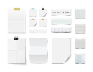 Blank paper sheets strips realistic collection Vector Image