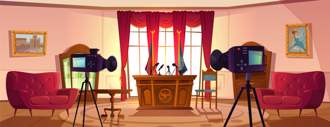 Us president office interior cartoon Royalty Free Vector