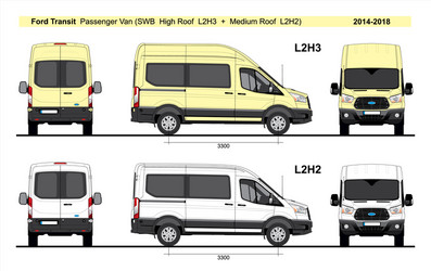 Ford transit cargo van l2h2 and l2h3 2014-present Vector Image