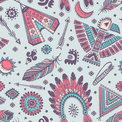 Seamless pattern with native american Royalty Free Vector