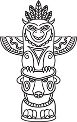 Traditional animal totem pole native indian Vector Image