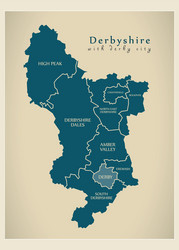 Modern map - derbyshire county with labels uk Vector Image