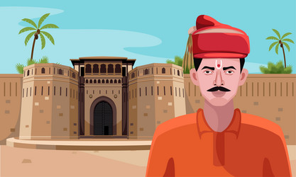 Shaniwar wada pune fort with tutari man Royalty Free Vector