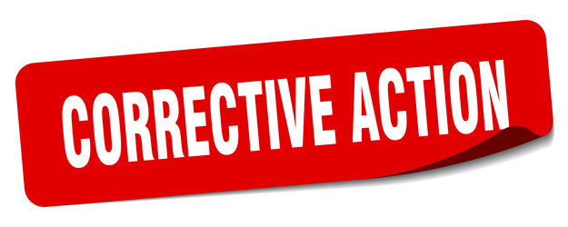 Corrective action sticker label Royalty Free Vector Image