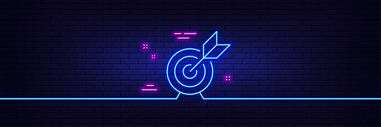 Target goal line icon success arrow sign neon Vector Image