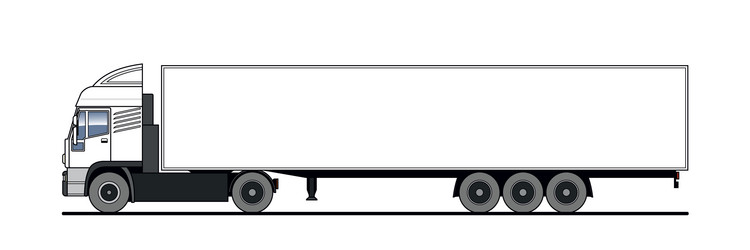 Truck lorry side view white blank template Vector Image